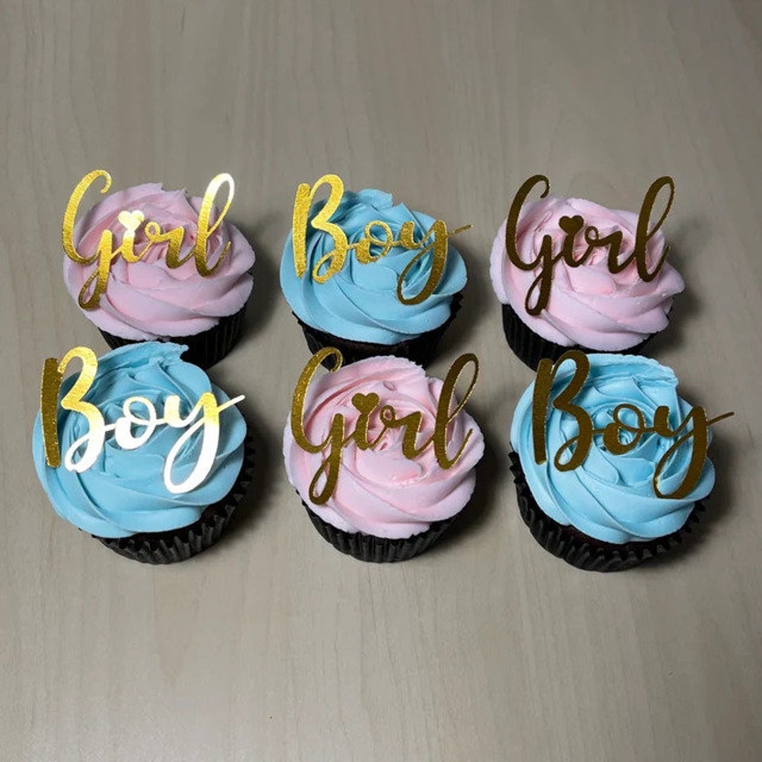 Boy Girl Cupcake Toppers Gender Reveal Cupcake Toppers - Etsy