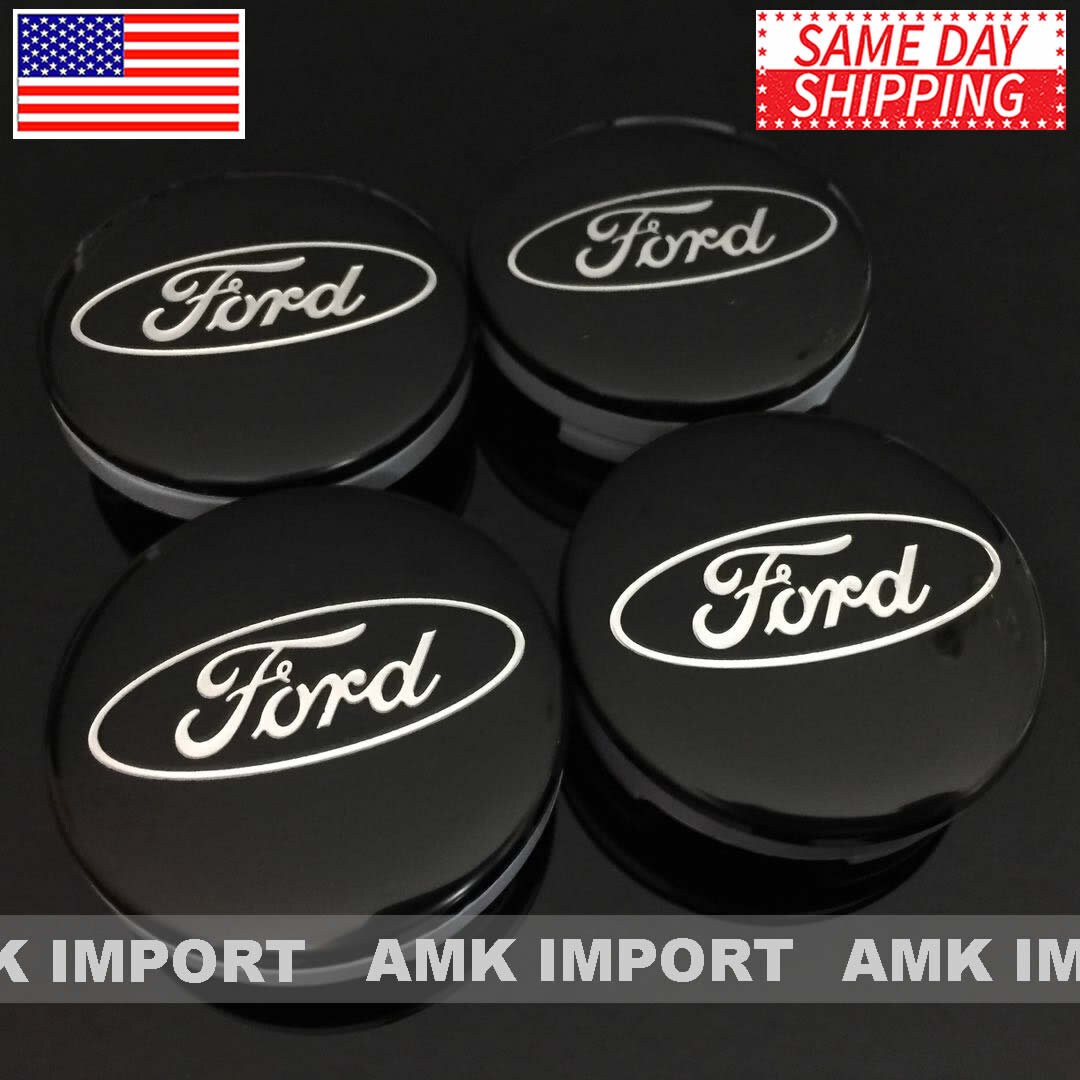Set of 4 Black Wheel Hub Center Caps With Chrome Logo for Ford - Etsy