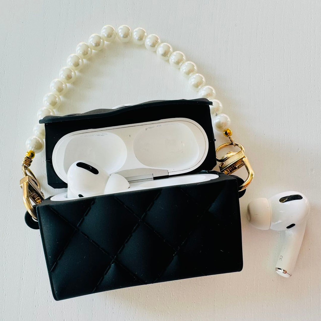 Apple Airpods Pro Case Black Luxury Argyle Pattern Style Handbag Purse ...