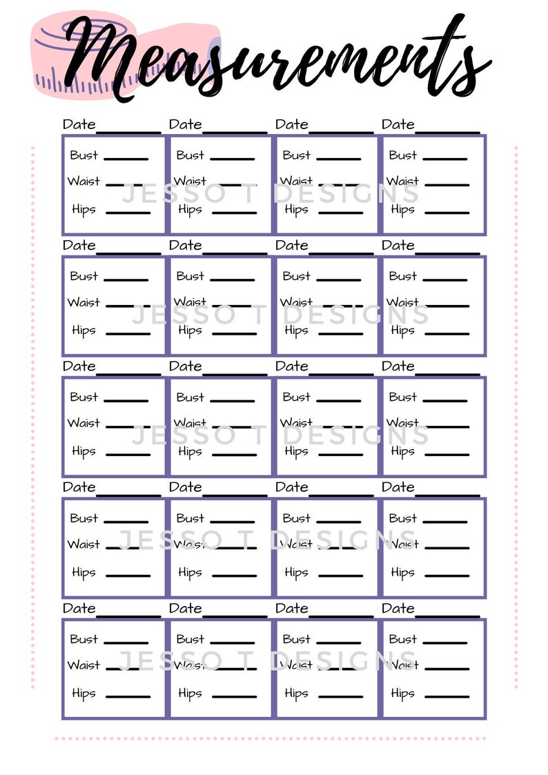 Printable PDF Measurements Tracker Goodnotes - Etsy