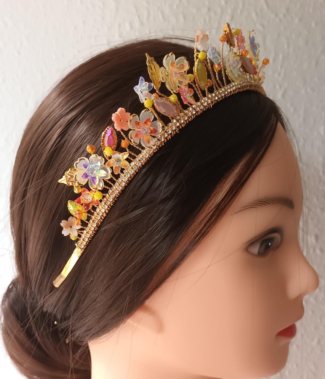Autumn Floral Headband, Rhinestone Crown, Autumnal Colours, Wedding ...