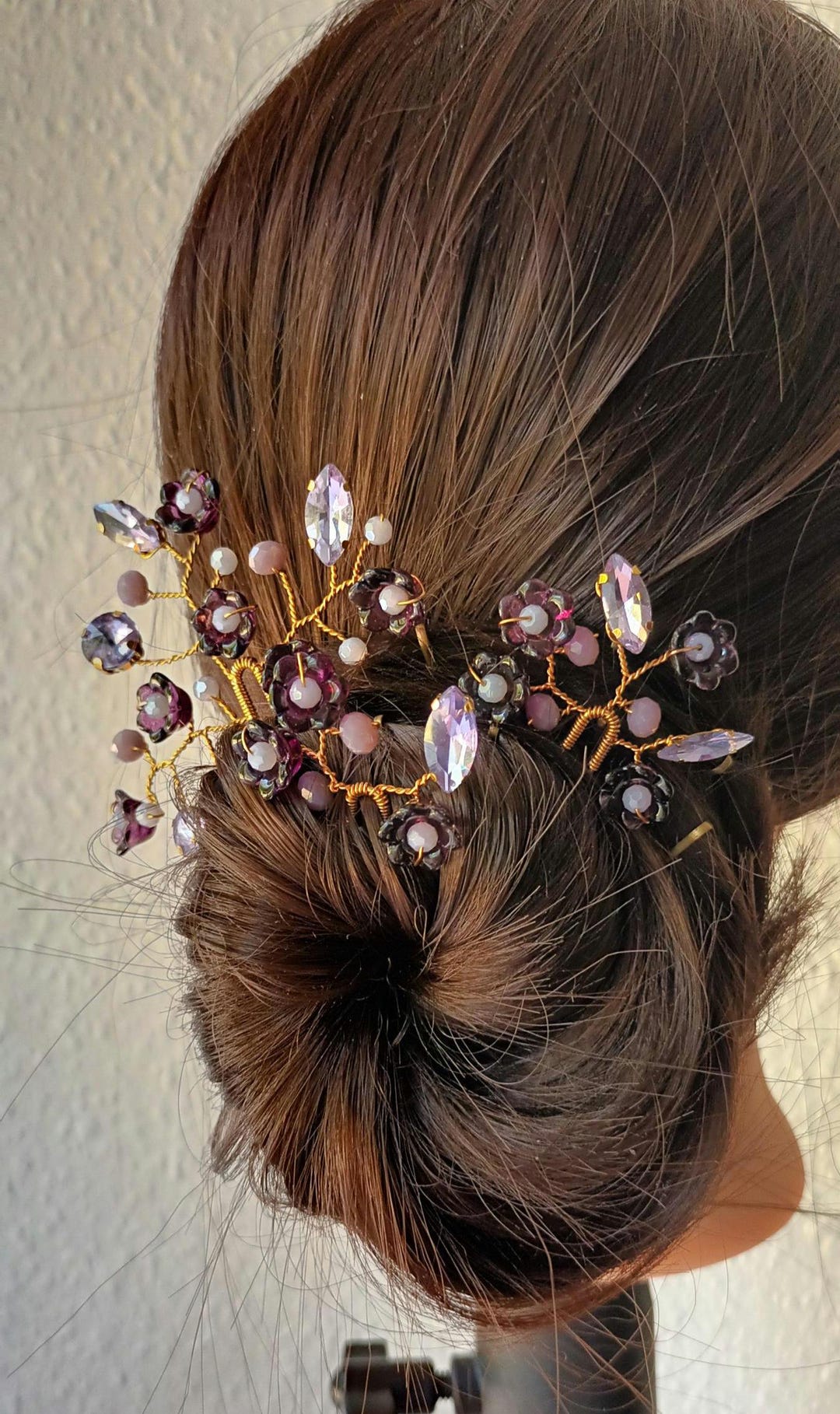 Embellished Purple Hair Pins, Purple Hair Accessories, Rhinestone Hair ...