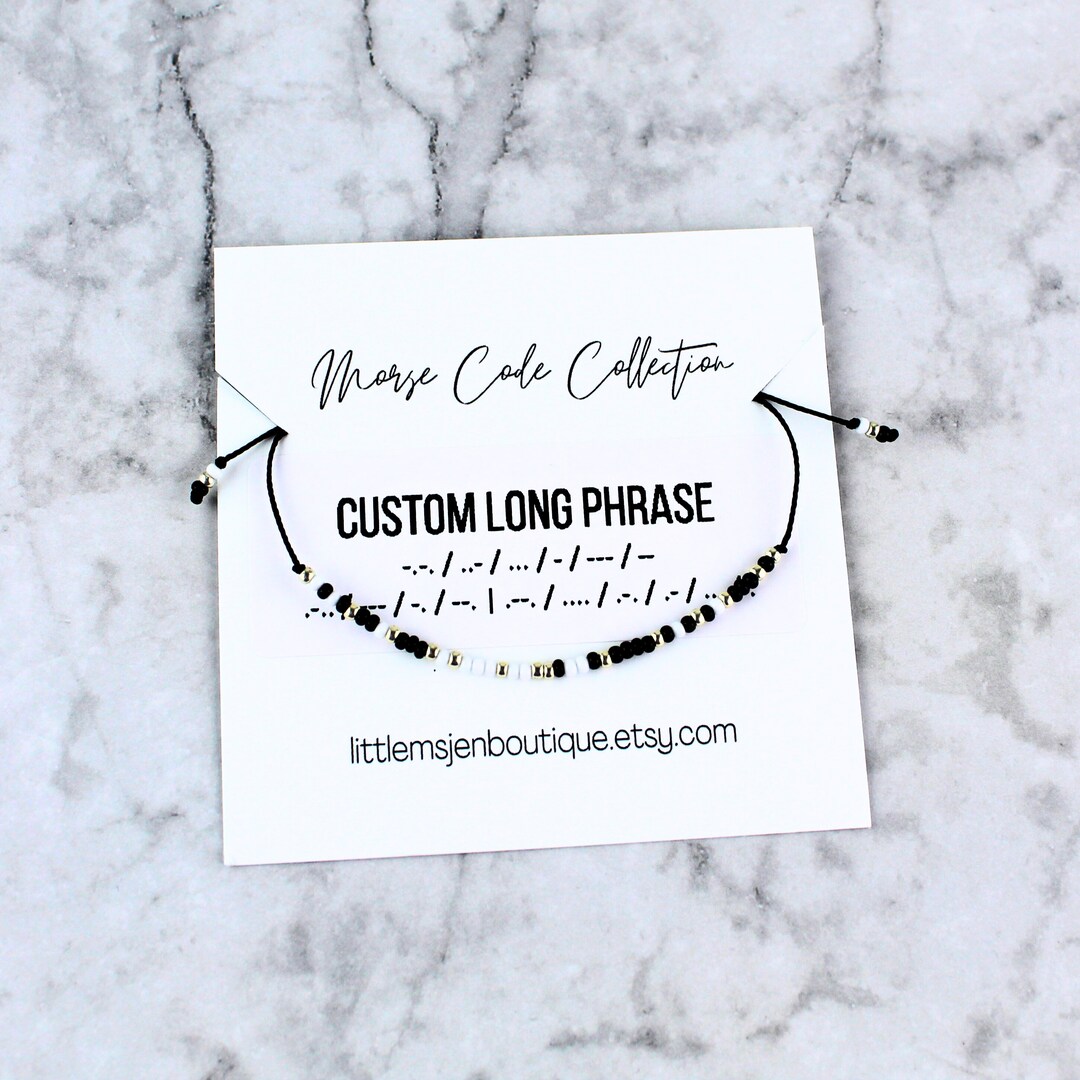 Custom Morse Code Beaded Adjustable Bracelet on Wax Cord - Etsy