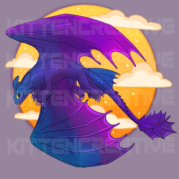 Toothless Vibrant Neon Sticker | Etsy