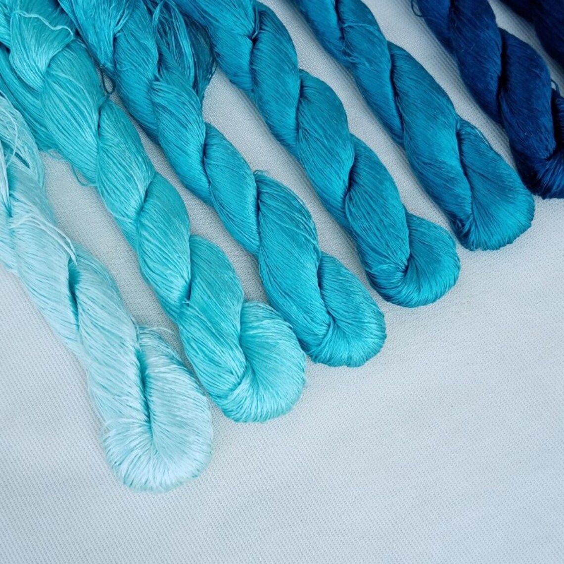 Silk Thread Blue Embroidery Silk Floss 8 Skeins Suzhou - Etsy