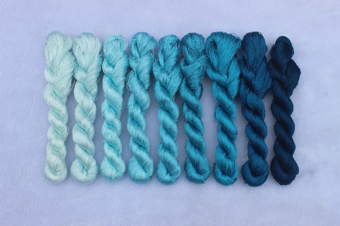Silk Thread Blue | Embroidery Silk Floss | 9 Skeins Suzhou Embroidery ...