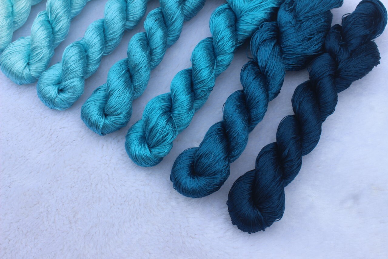 Silk Thread Blue Embroidery Silk Floss 9 Skeins Suzhou Embroidery ...