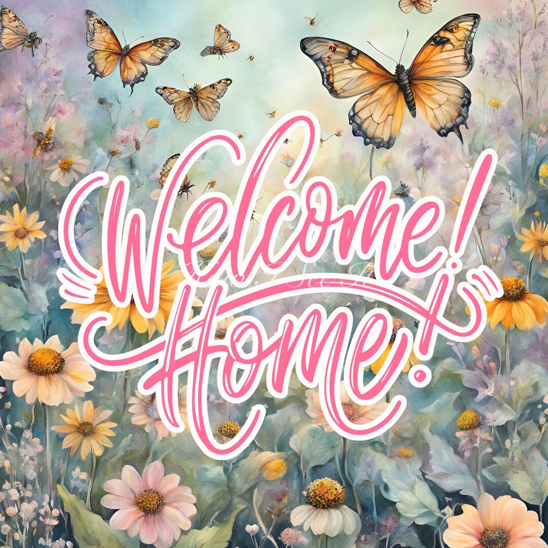 Welcome Home Butterfly Wreath Sign - Etsy