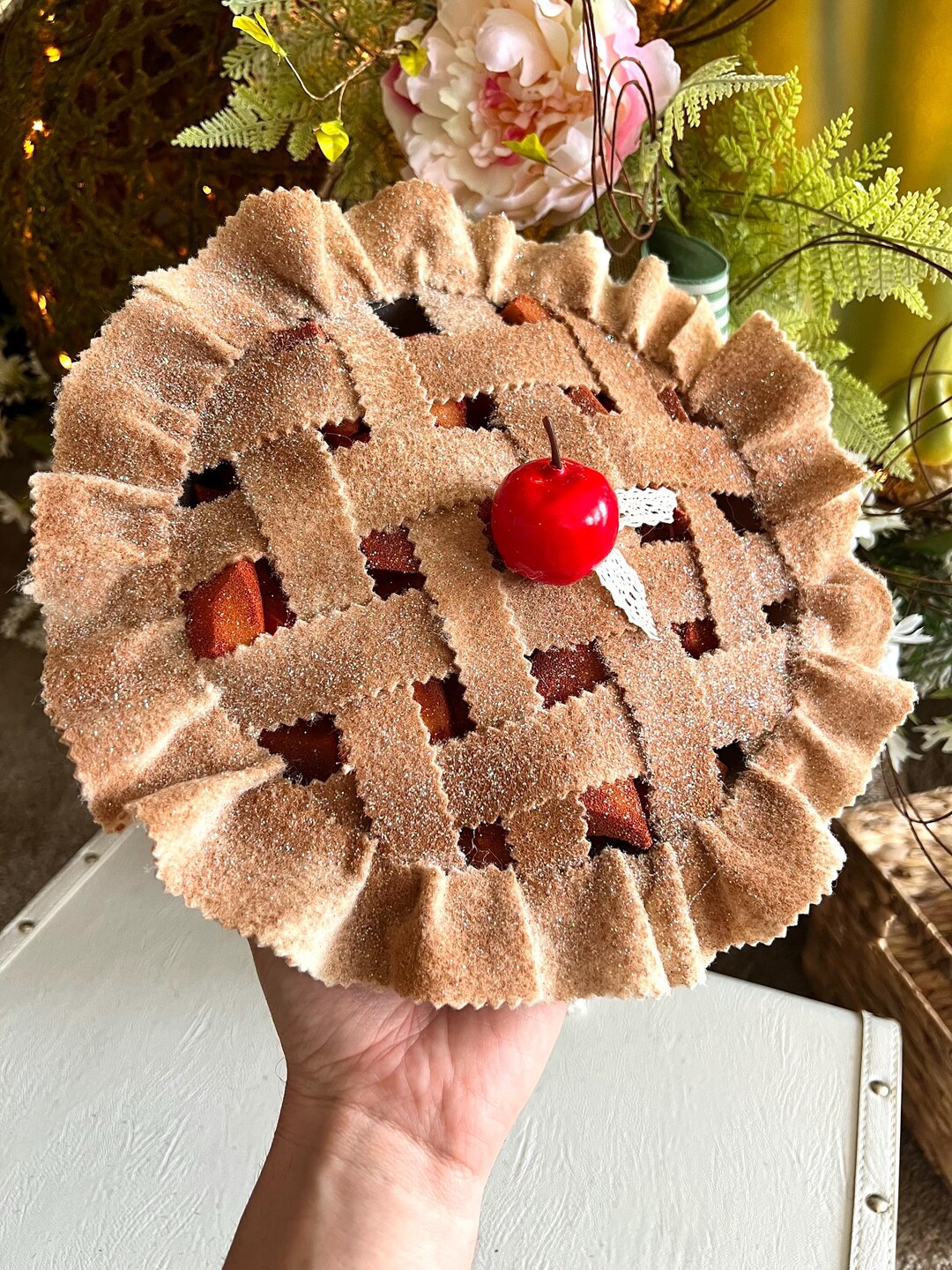 Artificial Apple Pie - Handmade Faux Cinnamon Pie Décor | Realistic ...