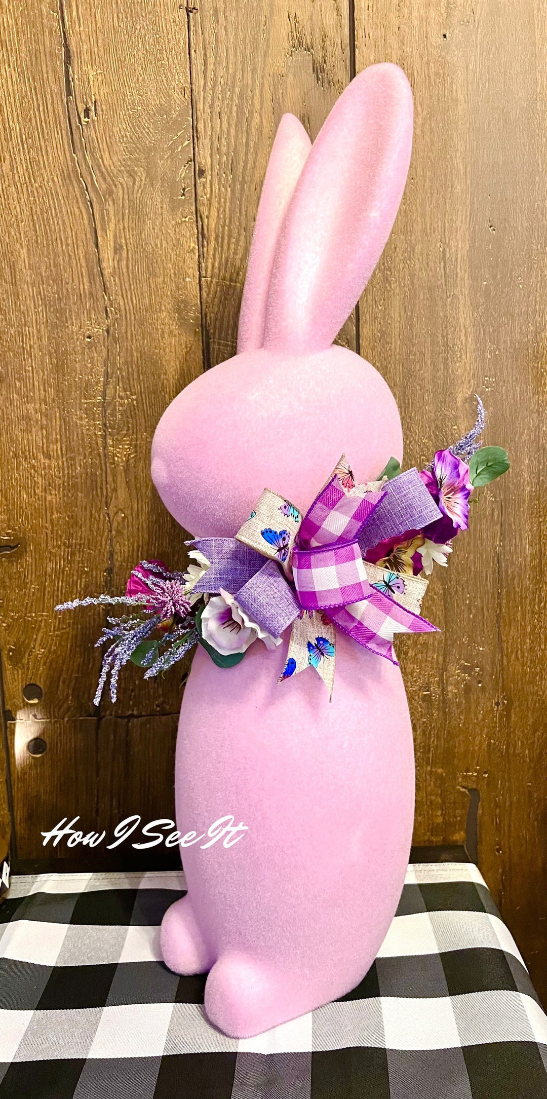 Large Purple Flower Bunny Easter Decor - Etsy