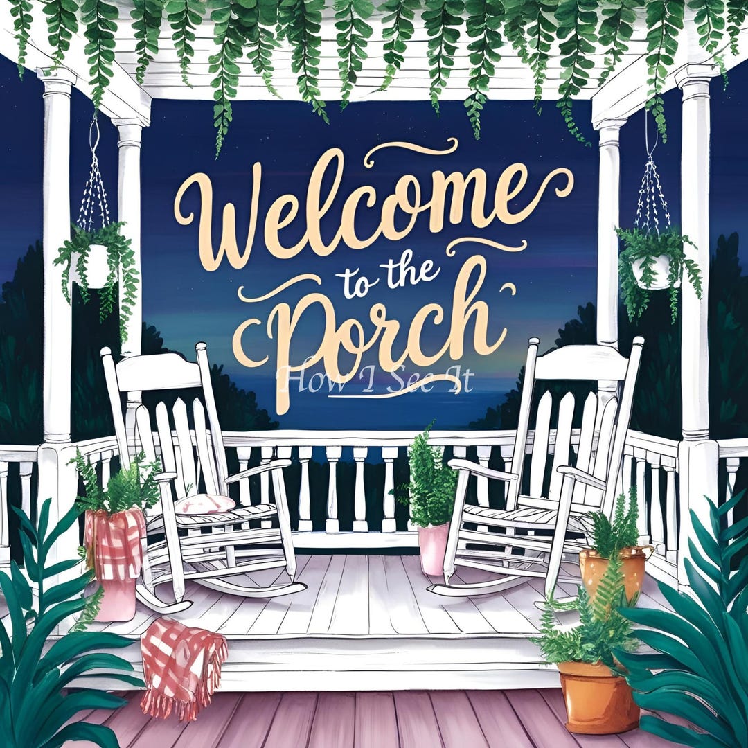 Welcome to the Porch White Rocking Chair Decor Wreath Sign - Etsy