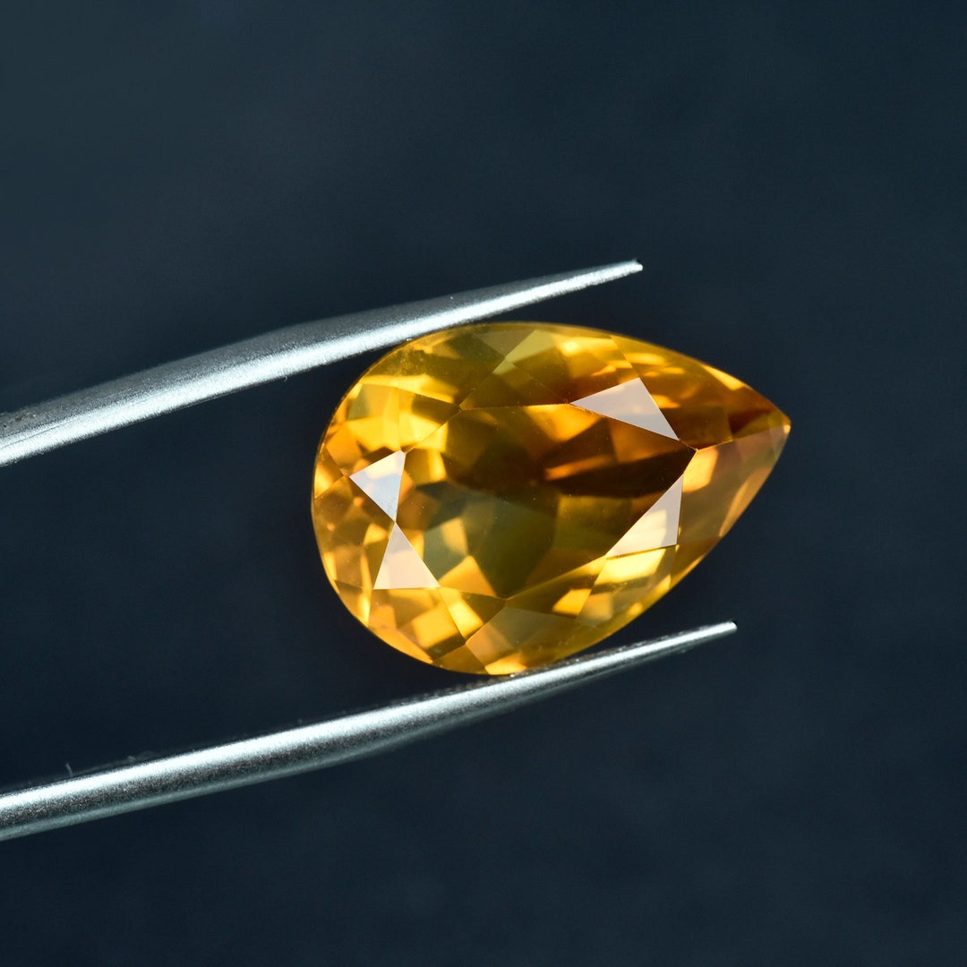 Pear Cut Citrine Loose Stone，faceted Teardrop Natural Yellow Gemstone ...