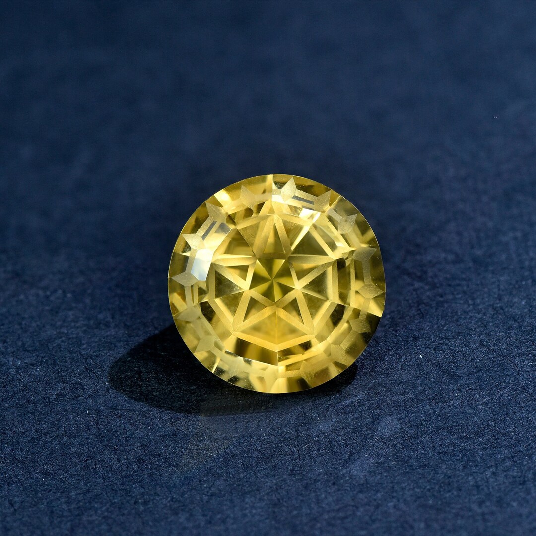 Unique Cut Citrine Loose Stone,round Shape 13mm Yellow Crystal Faceted ...