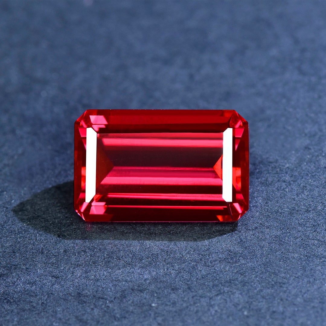 Lab Created Ruby Loose Stone,faceted Emerald Cut Gemstone Loose - Etsy