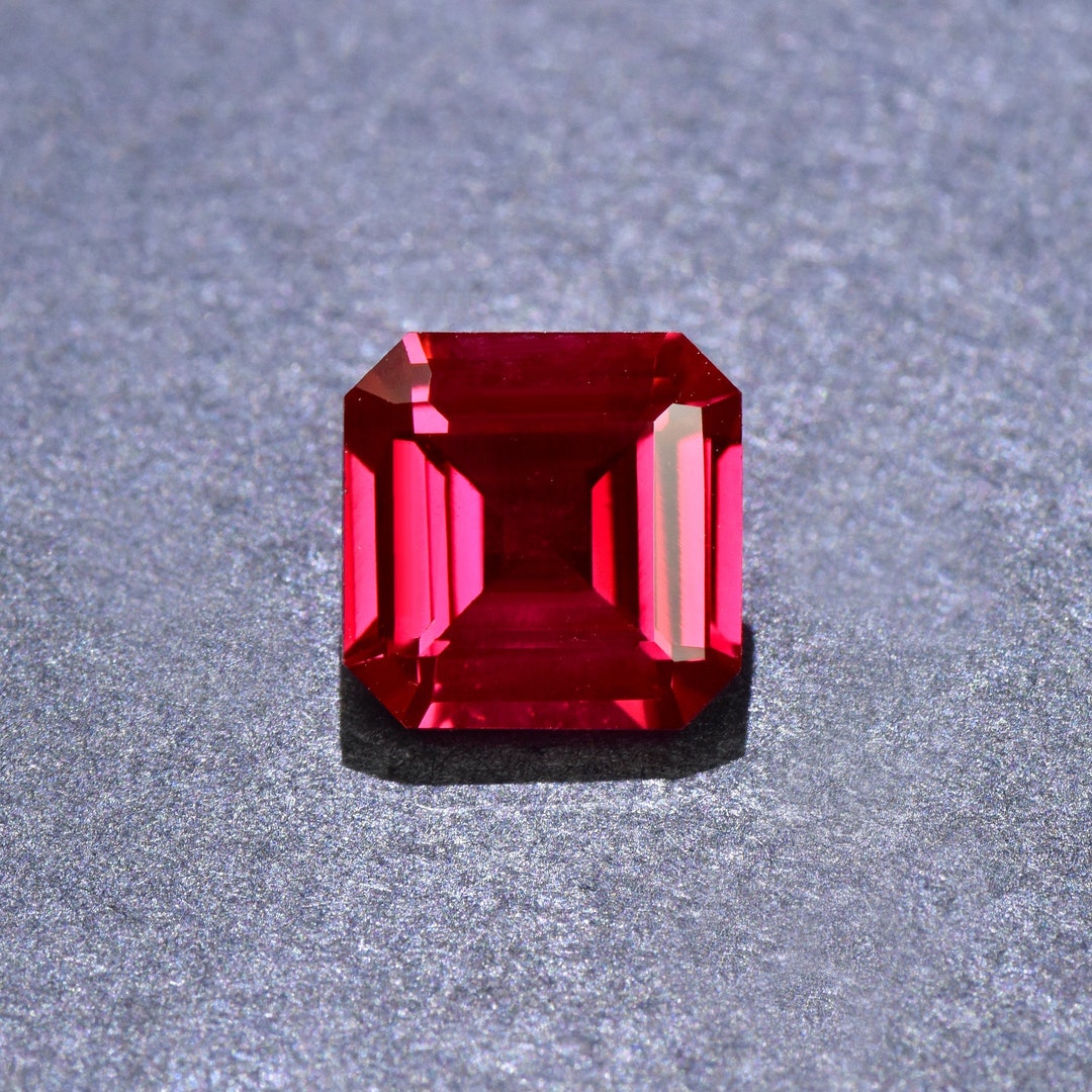 Pigeon Blood Red Ruby Loose Stone,lab Created Faceted Emerald Cut ...
