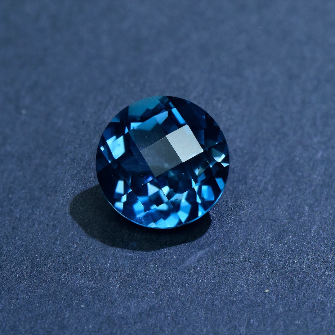 Natural London Blue Round Topaz Loose Stone,lattice Plane Faceted ...