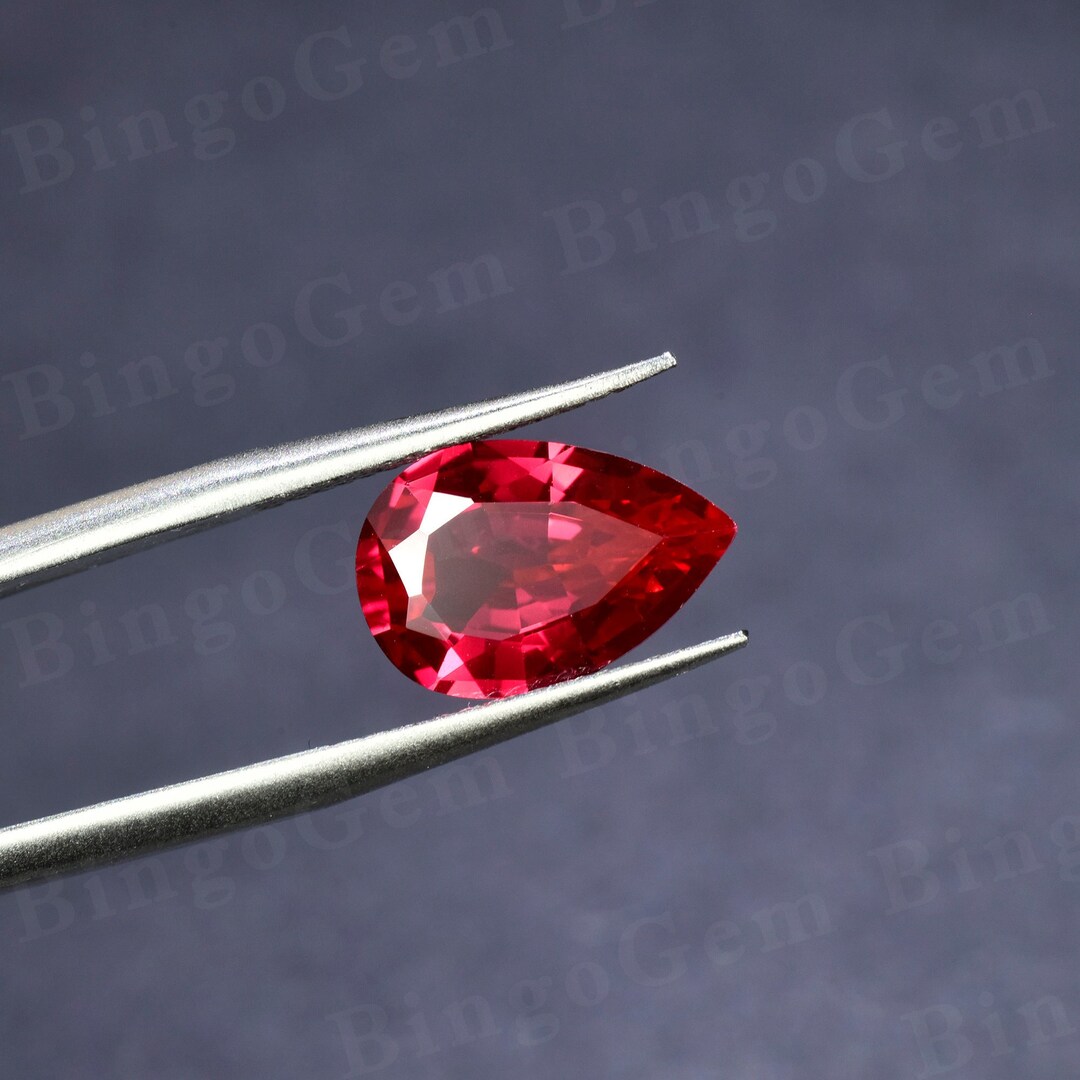 Pear Shaped Ruby Loose Stone,faceted Lab Created Gemstone Loose - Etsy