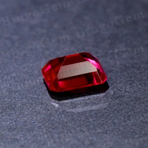 Ruby Loose Stone,lab Created Faceted Emerald Cut Pigeon Blood Red ...