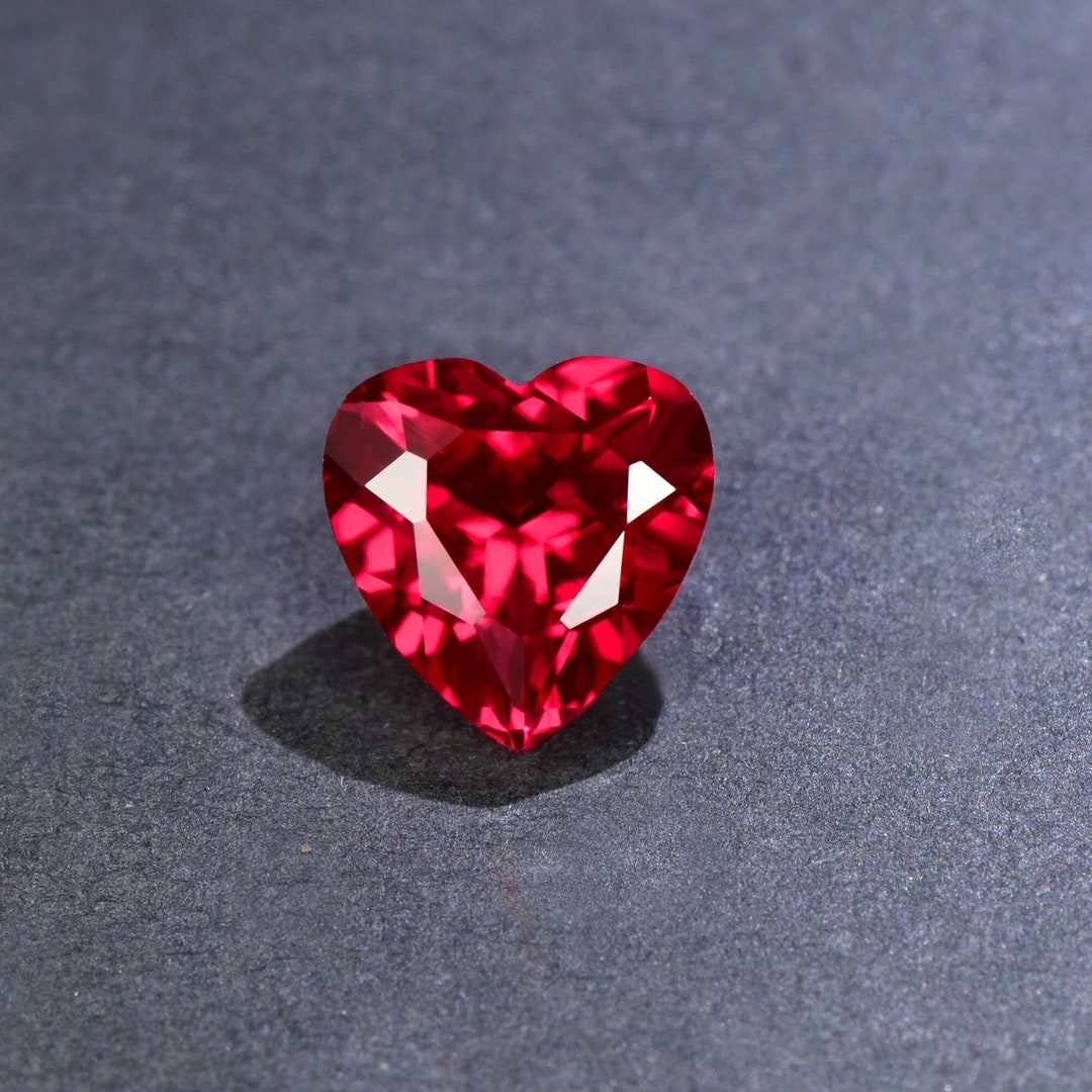 Pigeon Blood Red Ruby Loose Stone,lab Created Faceted Heart Shape ...