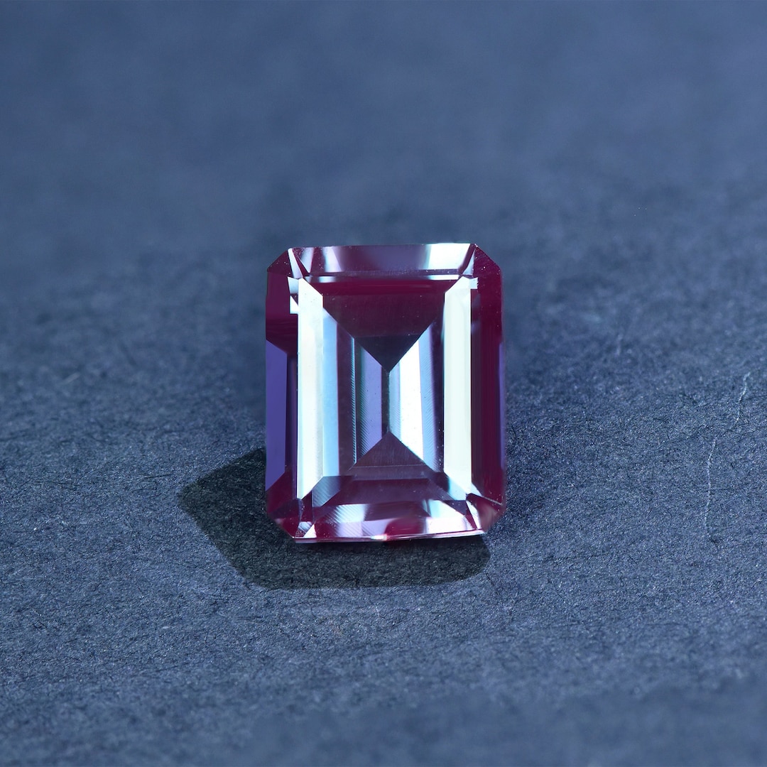 Alexandrite Loose Stone,emerald Cut Lab Creation Faceted Multi Color ...