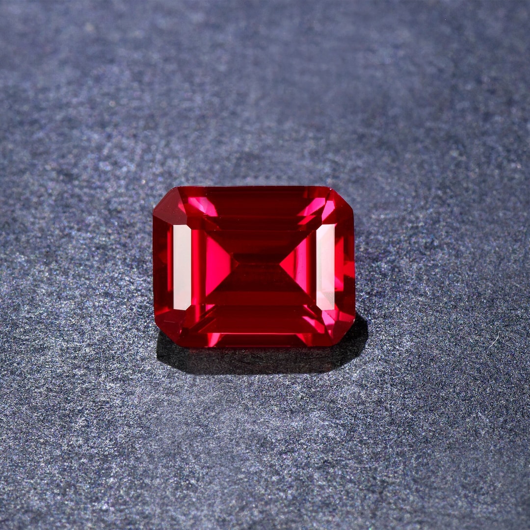 Ruby Loose Stone,lab Created Faceted Emerald Cut Pigeon Blood Red ...