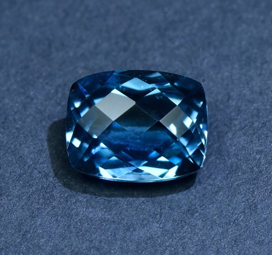 Natural London Blue Topaz Loose Stone,long Cushion Shape Lattice Plane ...