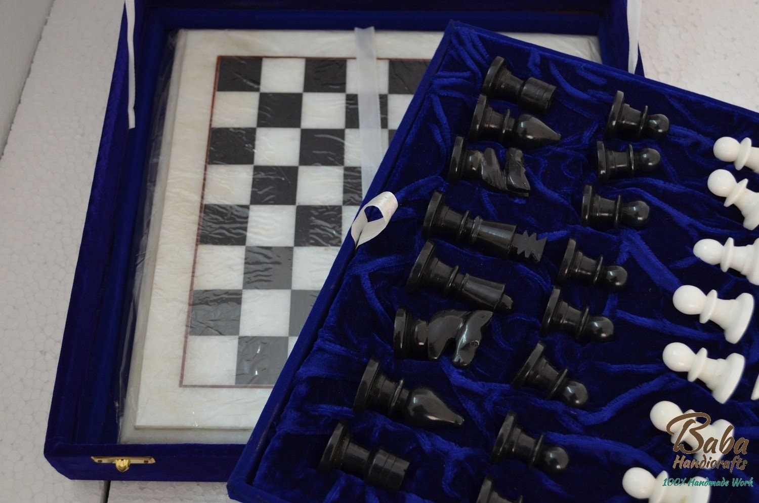 Marble Stone Chess Set Fine Game Board Soapstone Chess Pieces Hand ...