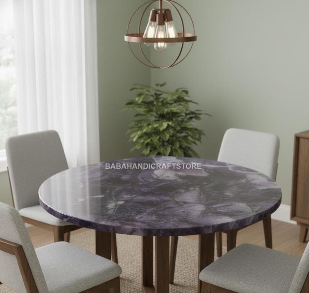 Luxury Amethyst Dining Table Top Round, Natural Quartz Crystal ...