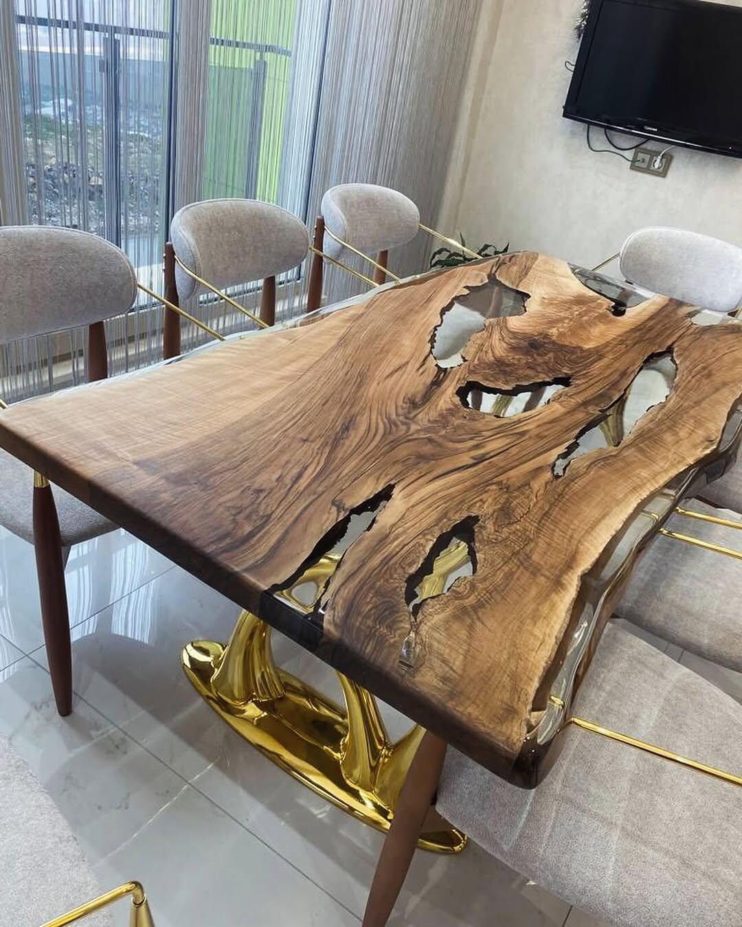 Handmade Live Edge Acacia Wood River Table: Custom Epoxy Resin Dining ...