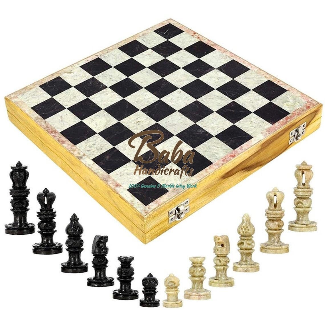 Marble Stone Chess Set Fine Game Board Soapstone Chess Pieces - Etsy