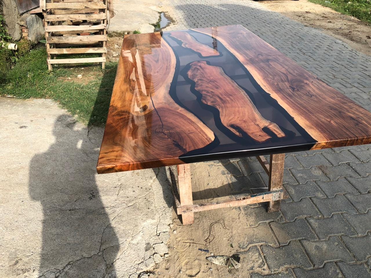 Handmade Live Edge Acacia Wood River Table: Custom Epoxy Resin Dining ...