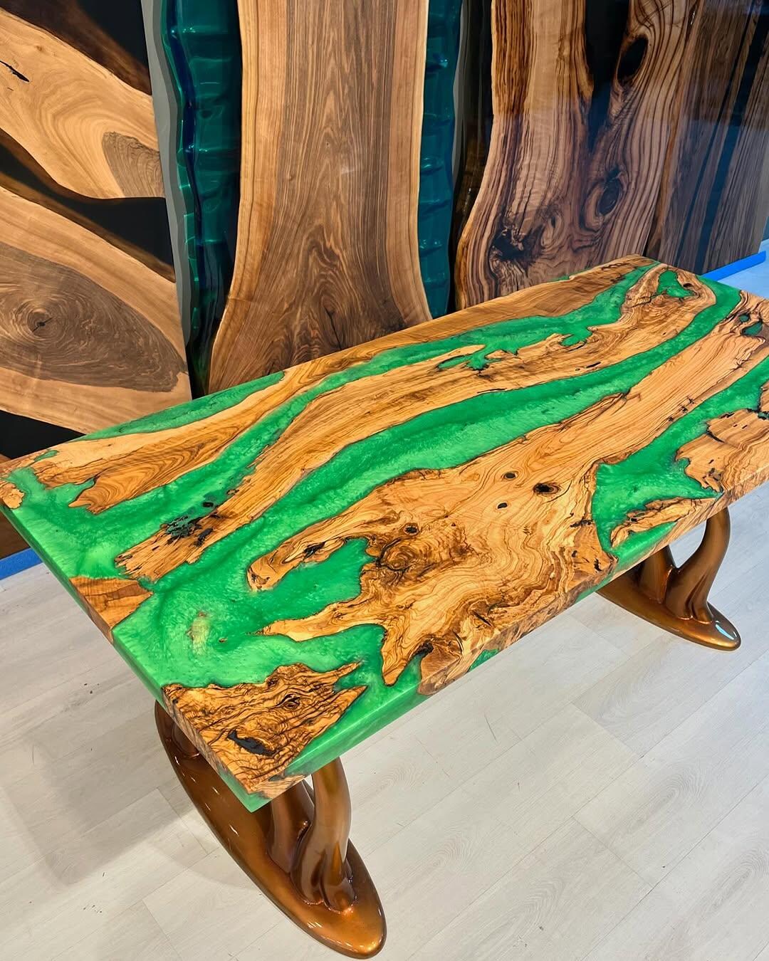 Handmade Live Edge Acacia Wood River Table: Custom Epoxy Resin Dining ...