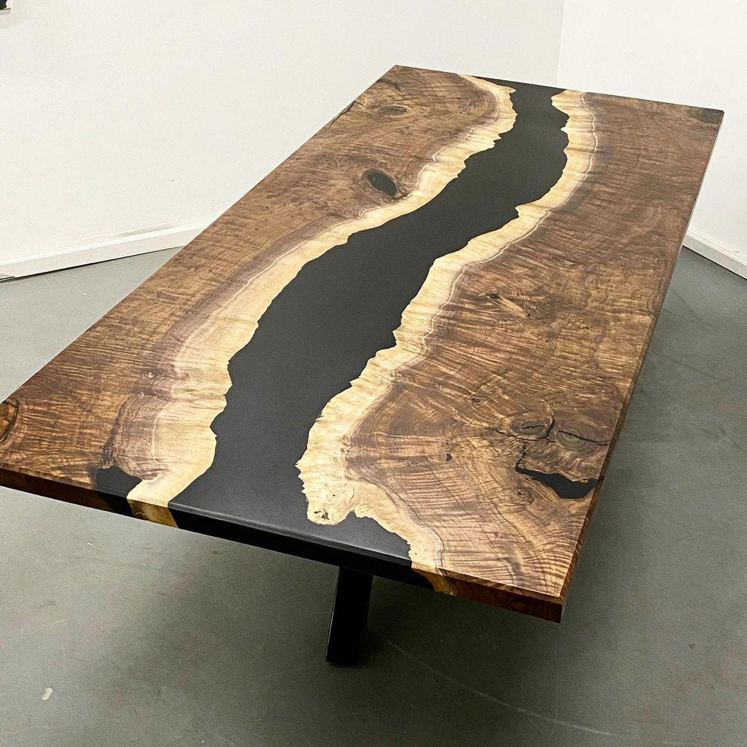 Handmade Acacia Wood River Table Top: Custom Epoxy Resin Dining Table ...