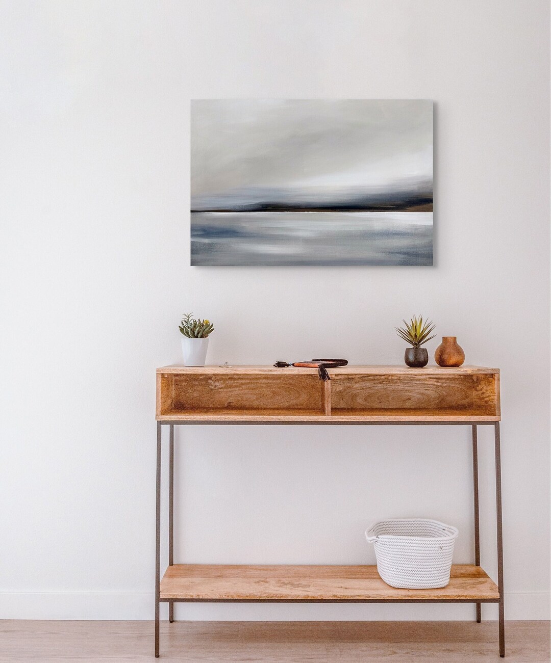 Original Gray Seascape Painting: Made-to-order Abstract Coastal Canvas ...