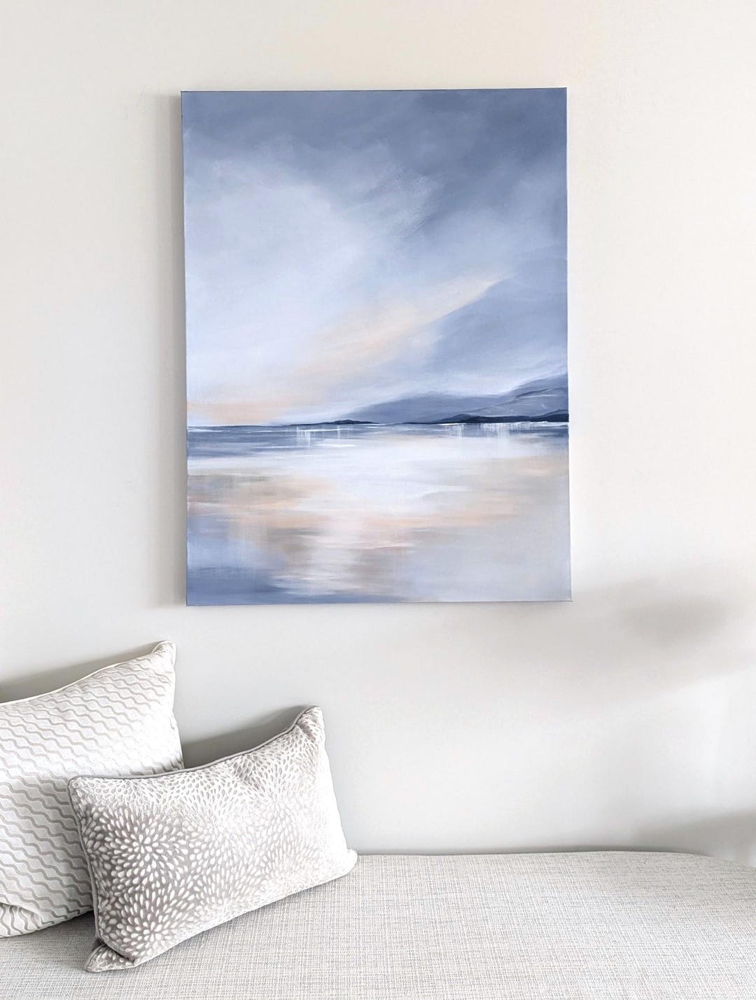 Large Ocean Painting: Indigo Blue Coastal Art on Canvas (30x40 ...