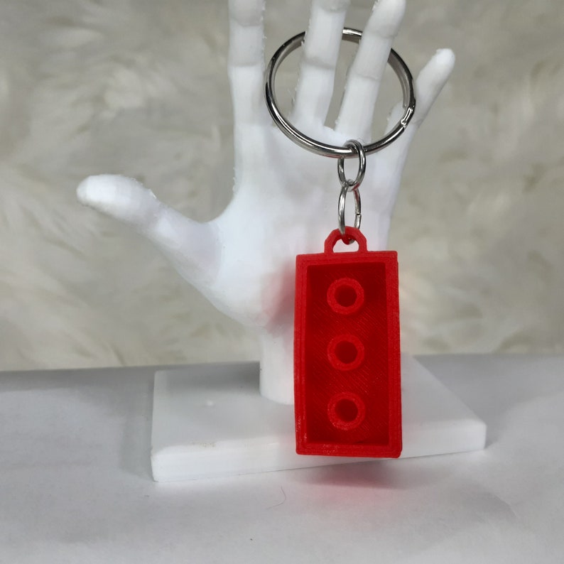 Red Lego Keychain 3D Printed, Stainless Steel Findings - Etsy