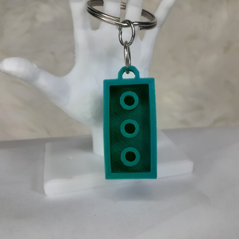 Green Lego Keychain 3D Printed, Stainless Steel Findings - Etsy