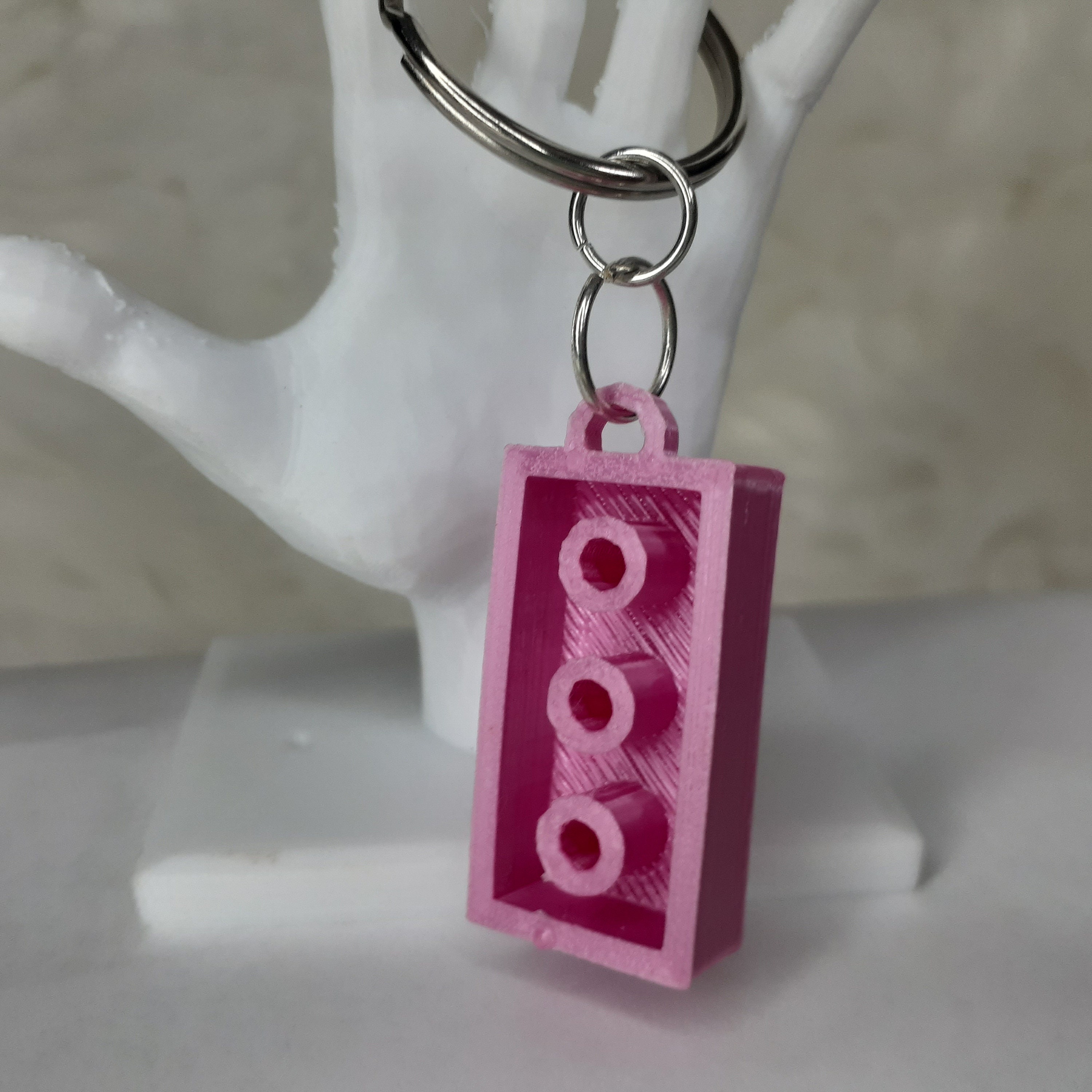Pink Pearl Lego Keychain 3D Printed, Stainless Steel Findings - Etsy
