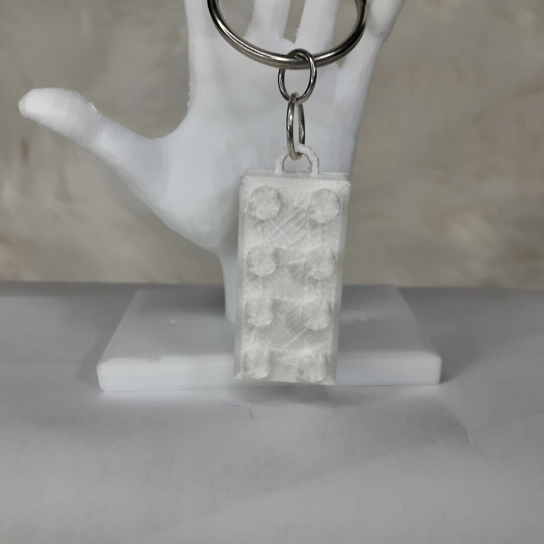 White Pearl Lego Keychain 3D Printed Stainless Steel - Etsy
