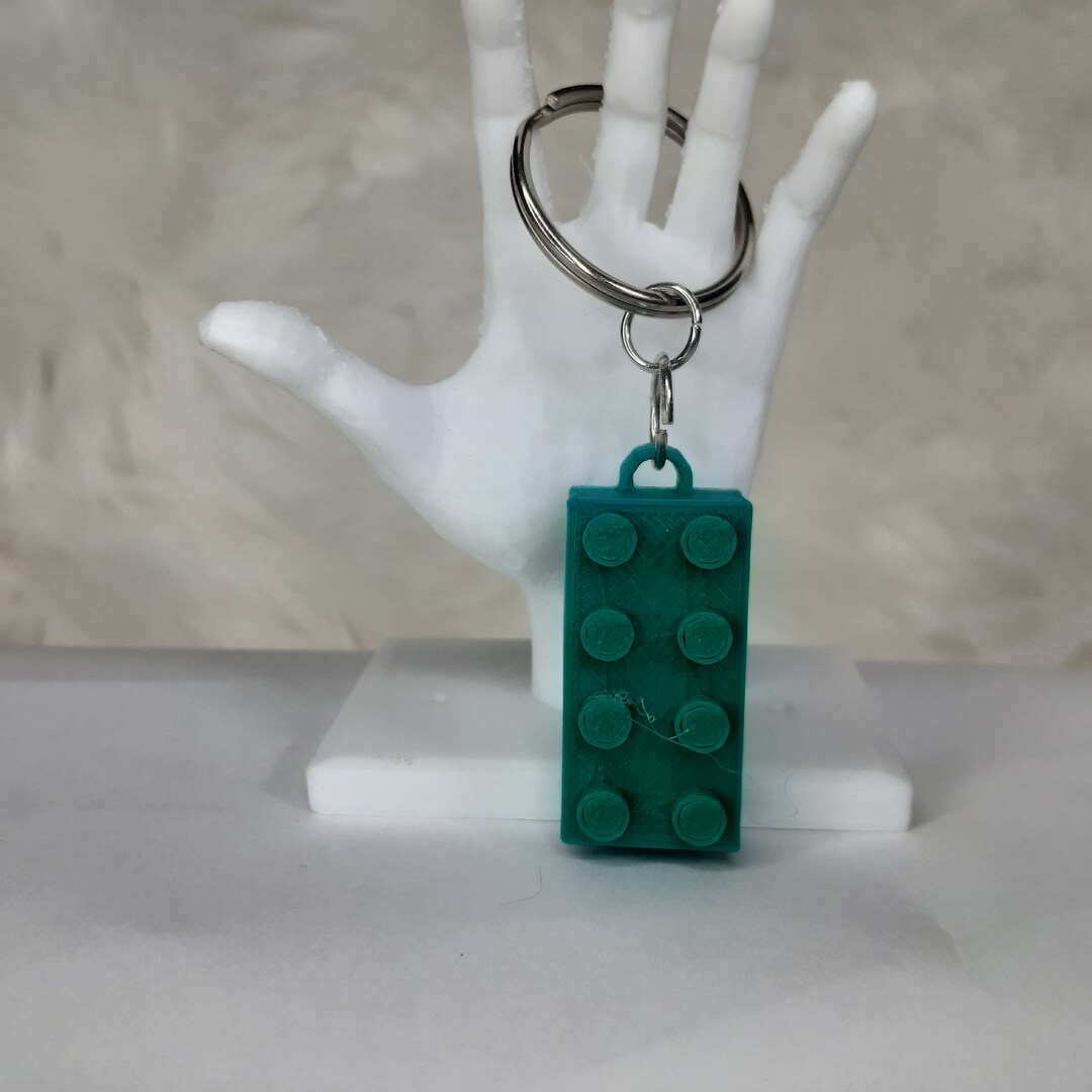 Green Lego Keychain 3D Printed, Stainless Steel Findings - Etsy