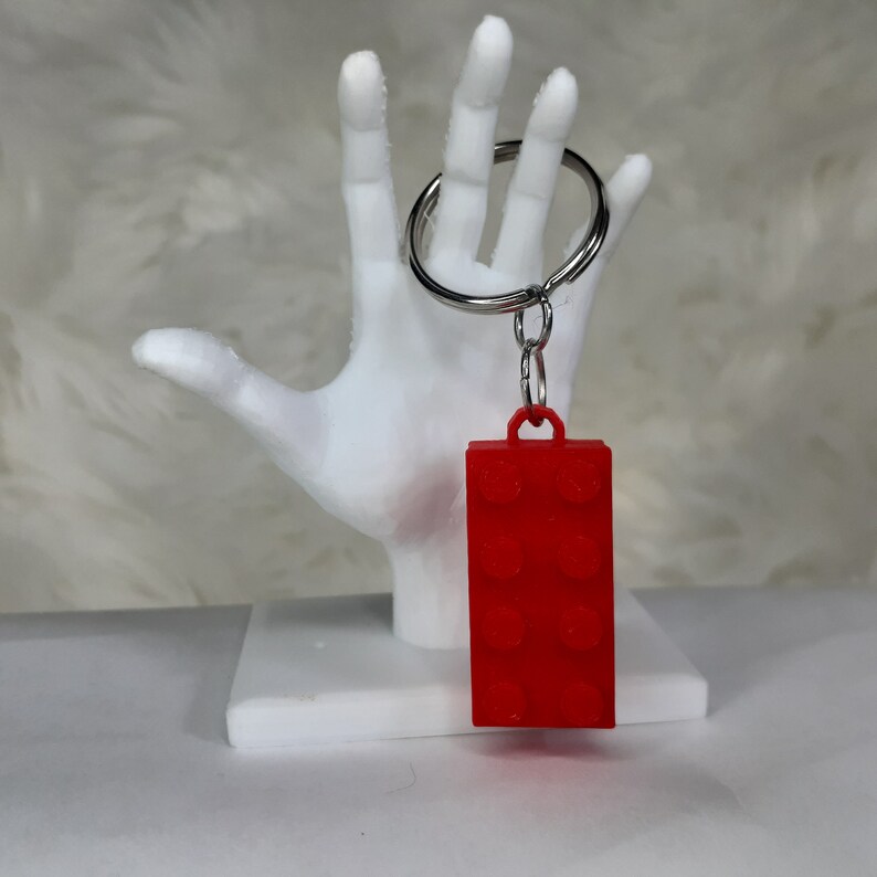 Red Lego Keychain 3D Printed, Stainless Steel Findings - Etsy