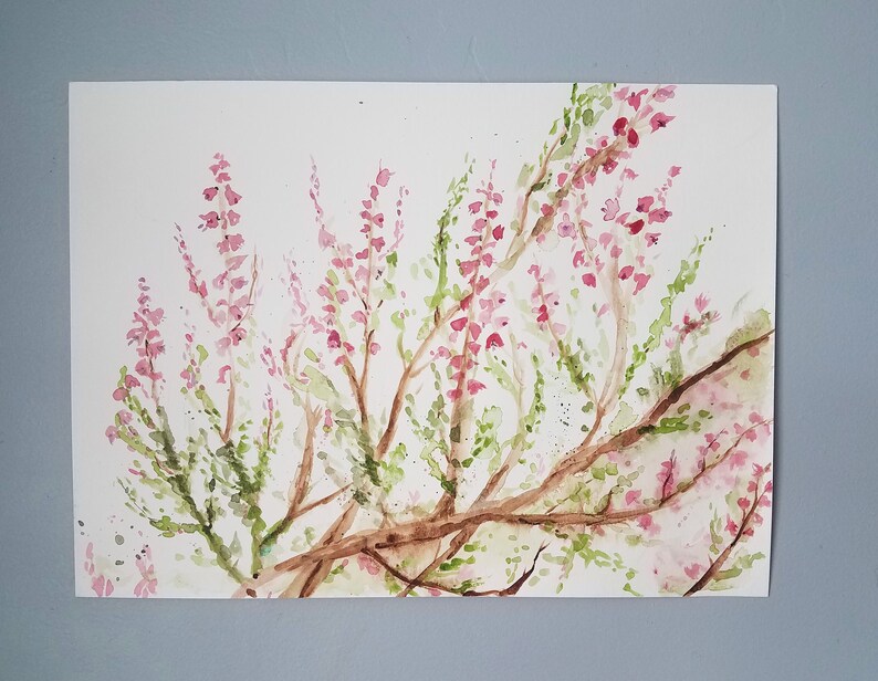 Heather Flower Watercolor Painting / Handmade Art - Etsy