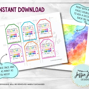 Printable Paint Valentine Tag - Watercolor Paint Tag - Etsy
