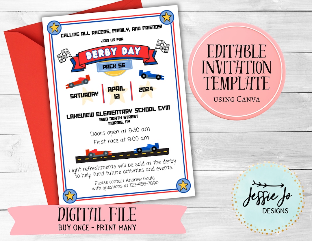 Derby Day Editable Invitation Template - Canva Template - Instant ...