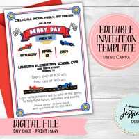 FULL BUNDLE Digital CANVA Templates - Pinewood Race Car Derby! Derby ...