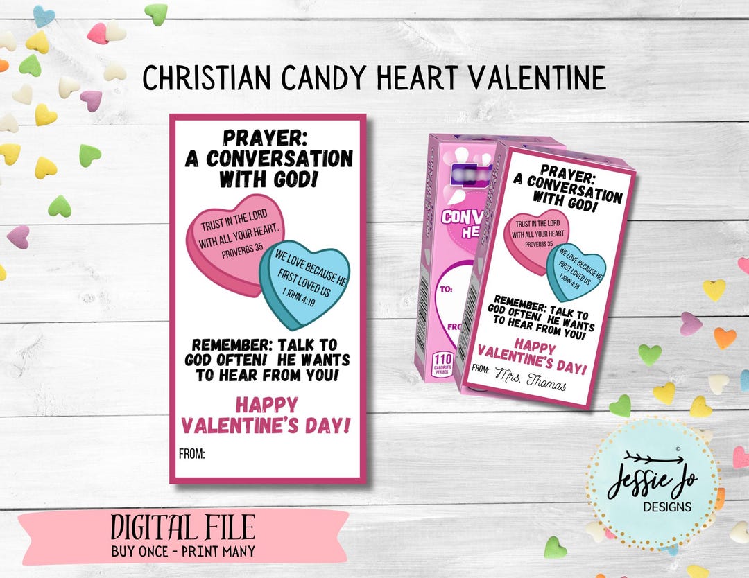 Printable Christian Valentine Tags - Candy Heart Tags - Etsy