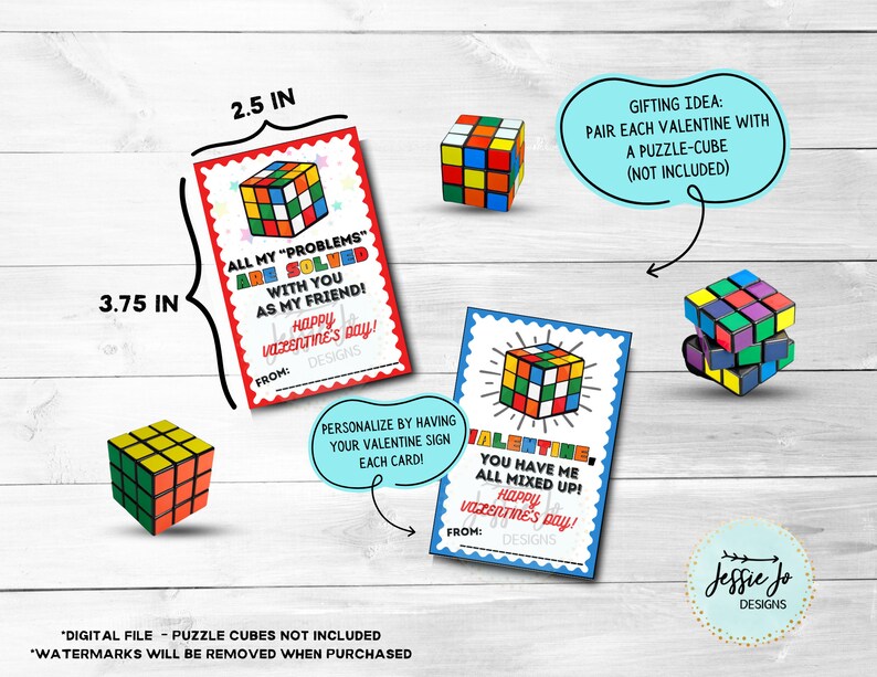 Printable Cube ‘classic Colors’ Valentine - Puzzle Cube Valentine - Etsy