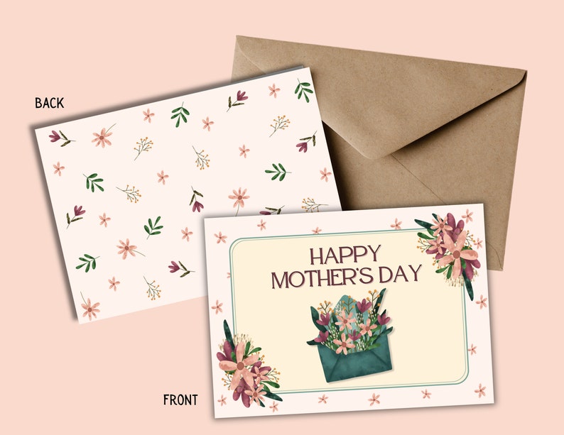 Mother's Day Flower Card Instant Download PDF File - Etsy