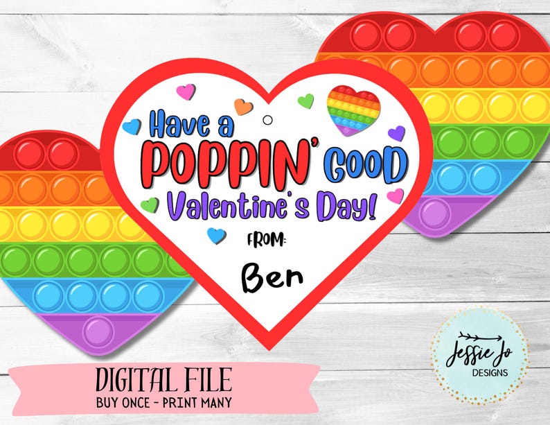 Printable Poppin' Heart Valentine Tag - Fidget Toy Tag - Etsy