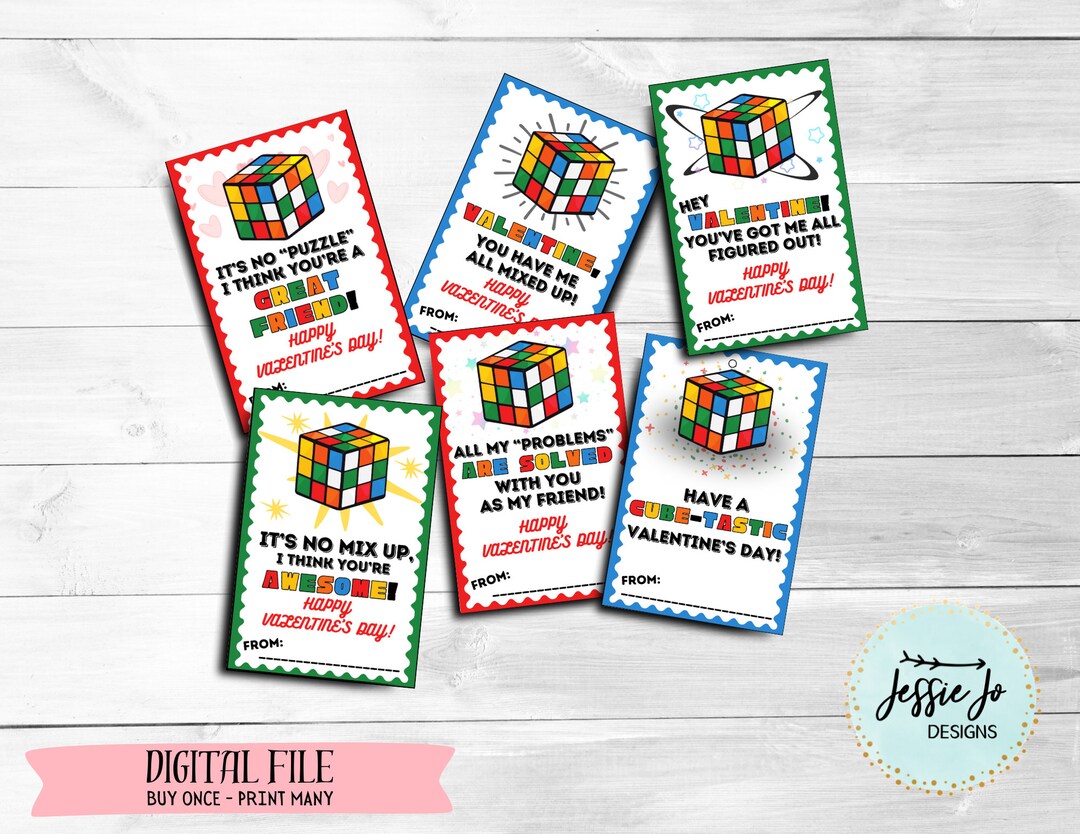 Printable Cube ‘classic Colors’ Valentine - Puzzle Cube Valentine - Etsy